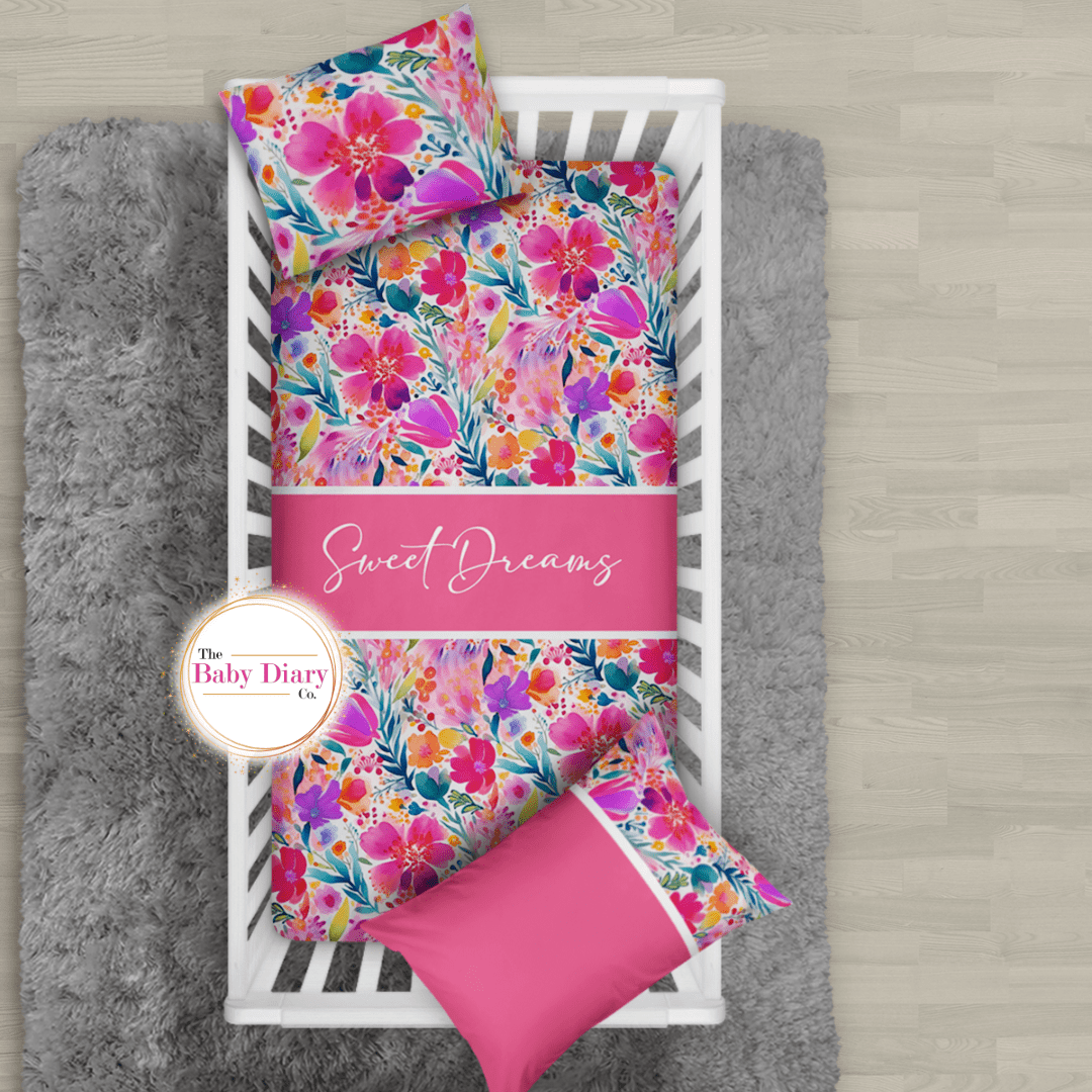 Ready Made Bright Floral Bedding Set | Baby Diary Co